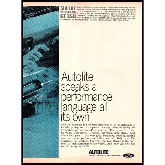 Ford | Art | 967 Ford Autolite Shelby Mustang Gt 35 2 Page Vintage ...